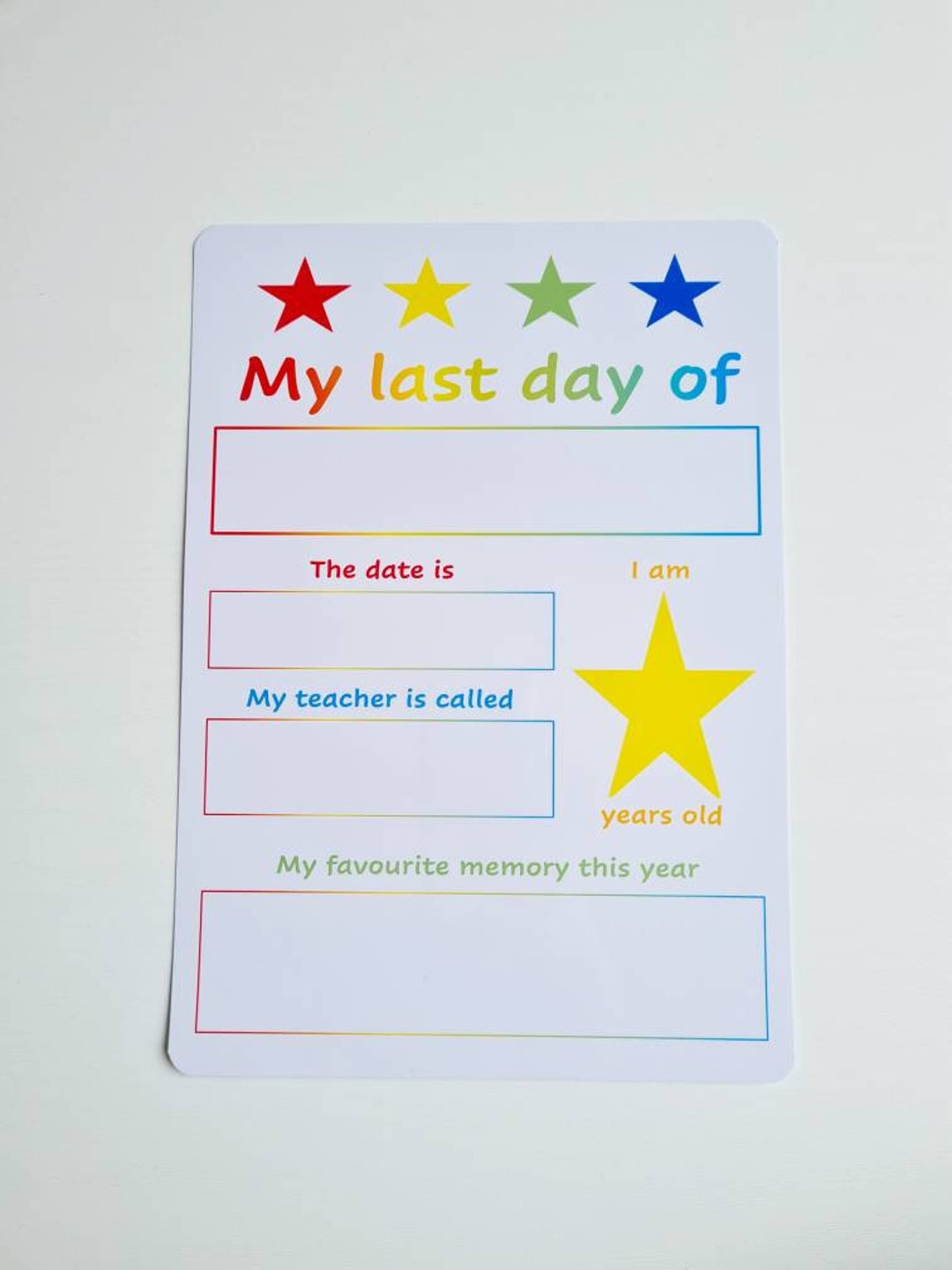 PRINTABLE My Last Day Keepsake, Last Day of School Mat, My Last Day ...