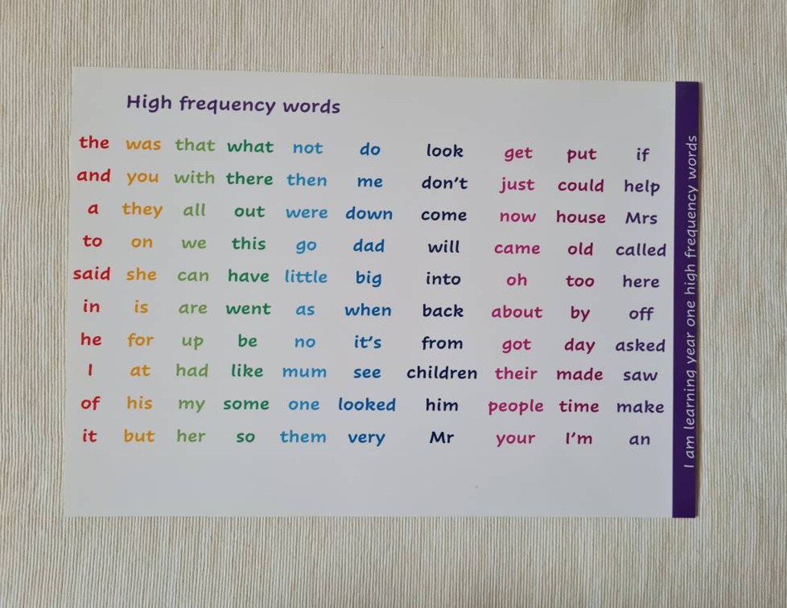 Year one high frequency words KS1 key words starting school | Etsy