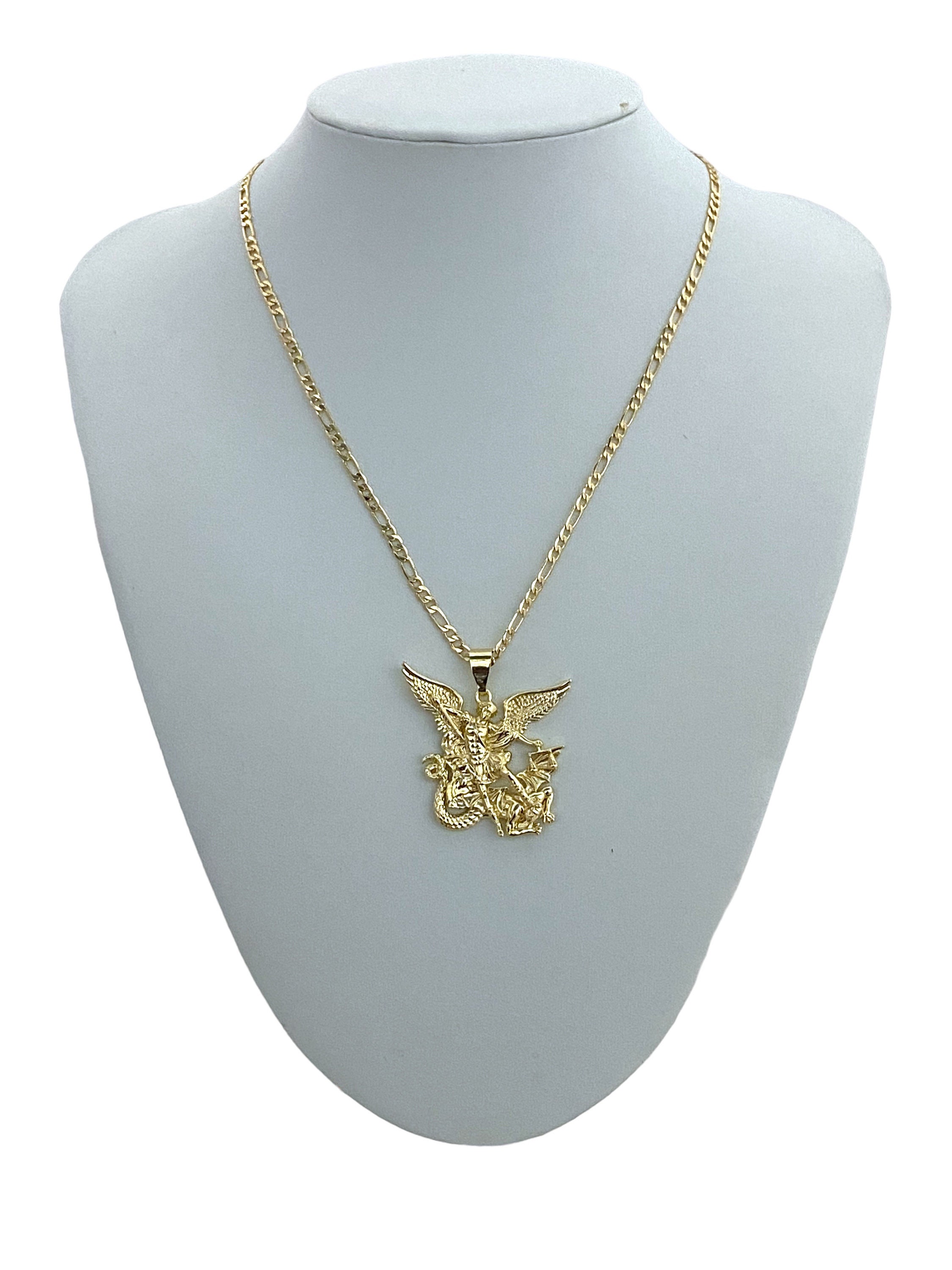 St. Michael Archangel Gold Plated Medal Pendant Necklace Chain - Etsy