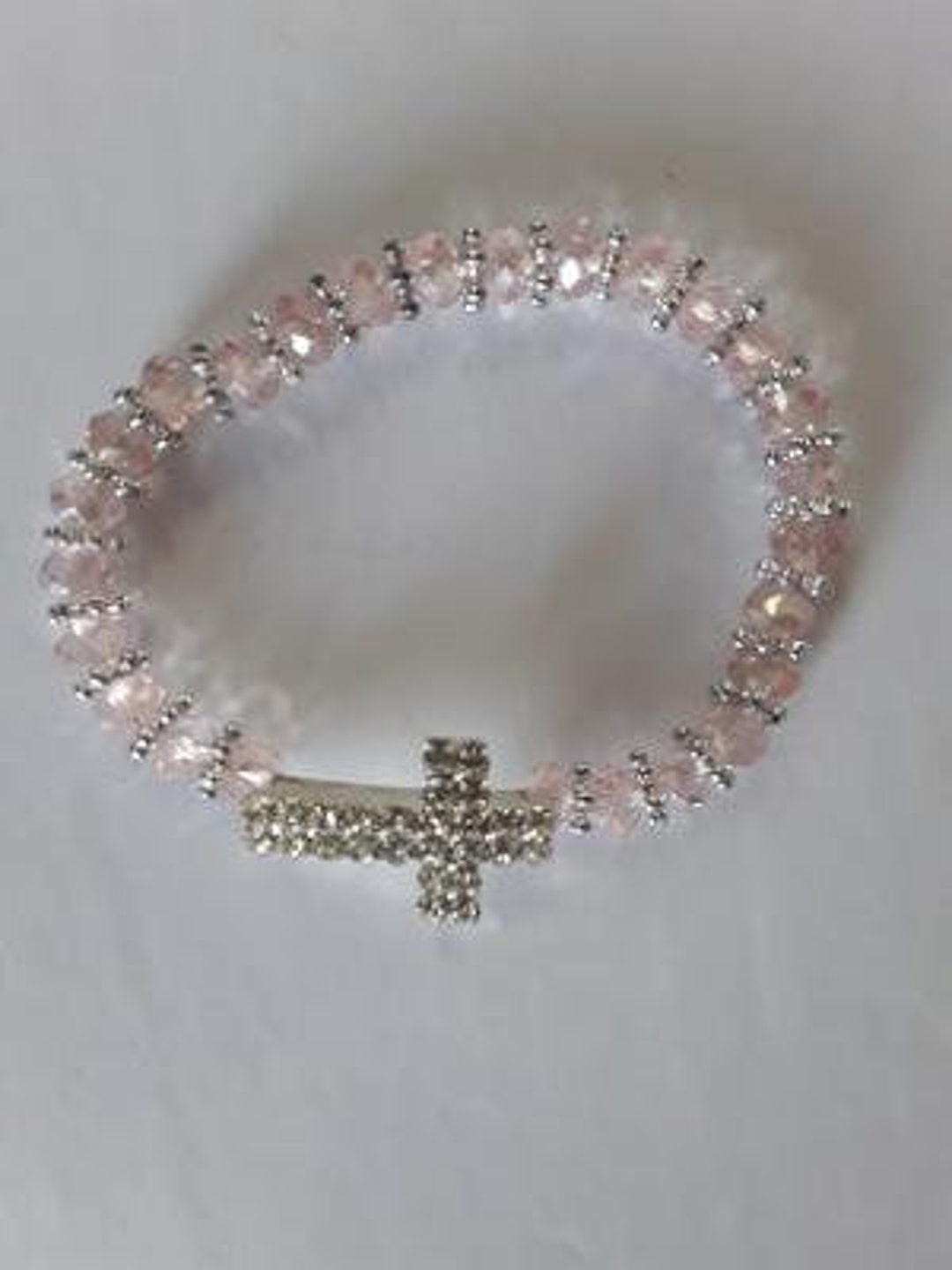 New Girls Bracelet With Pink Crystals and Rhinestoned Cross Gift - Etsy