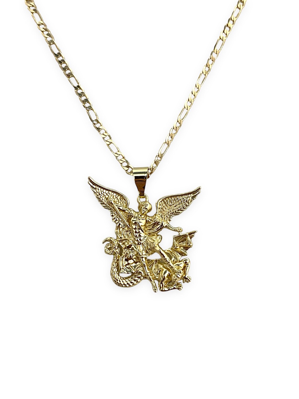 St. Michael Archangel Gold Plated Medal Pendant Necklace Chain - Etsy