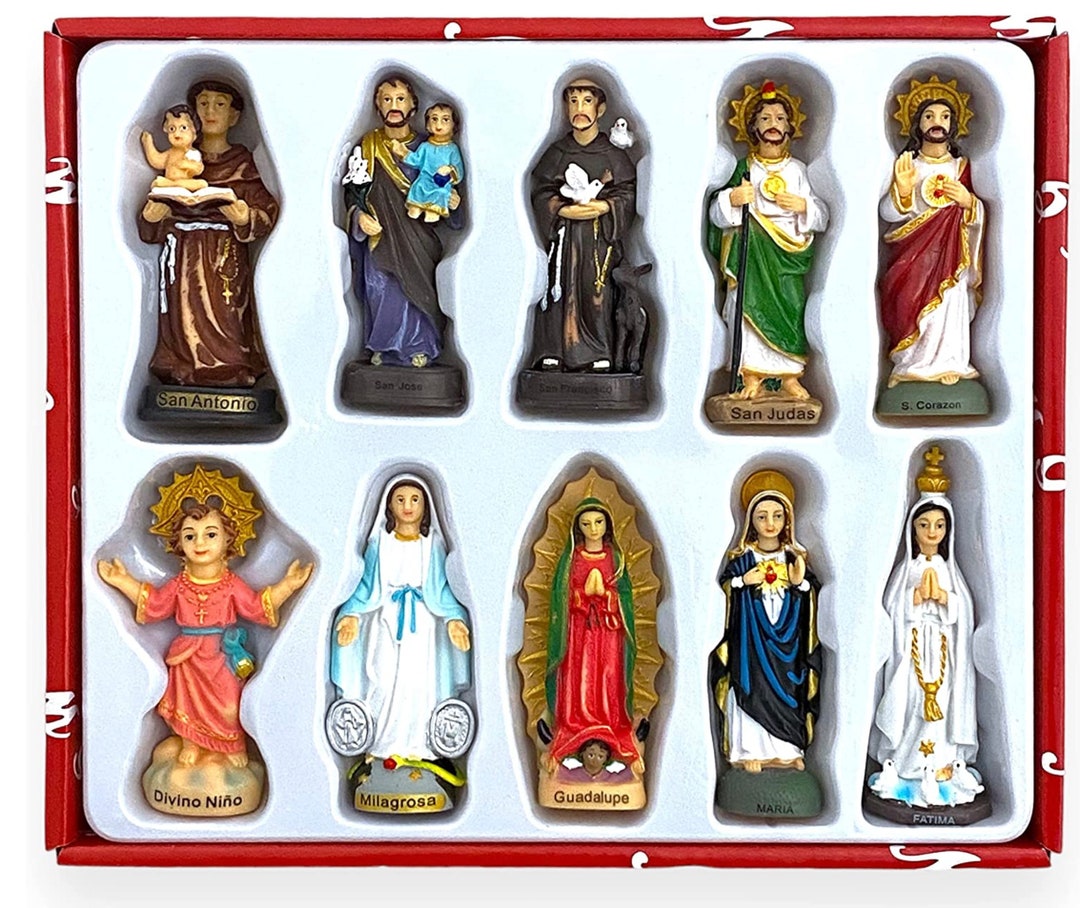 10 Pieces Mini Figurines Statues Saints Anthony Joseph Francis Jude ...