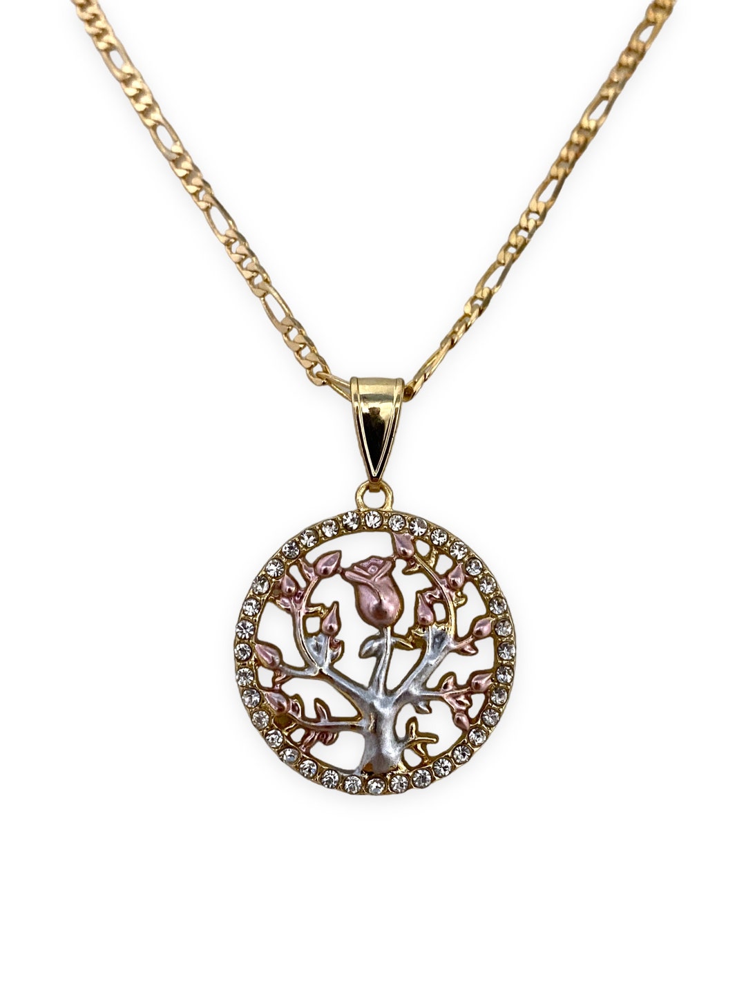 Tree of Life Gold Plated Tri Color Pendant Charm Necklace Árbol De La ...