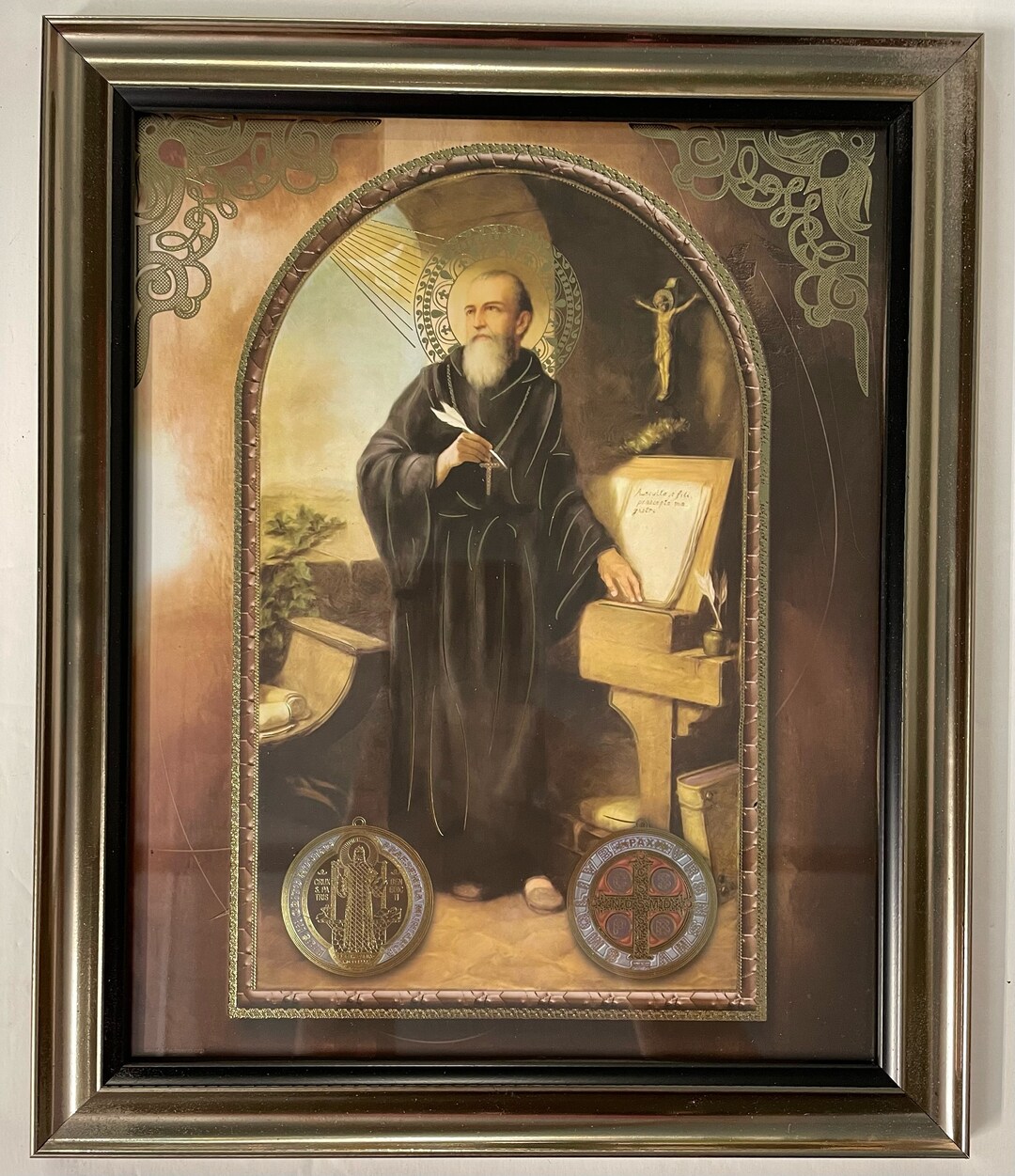St. Benedict Medals Picture Frame Wall Art Home Décor Catholic - Etsy