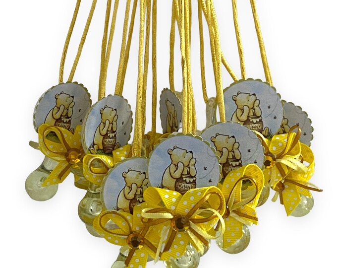 Yellow Winnie the Pooh Baby Shower Pacifiers Necklaces Party - Etsy