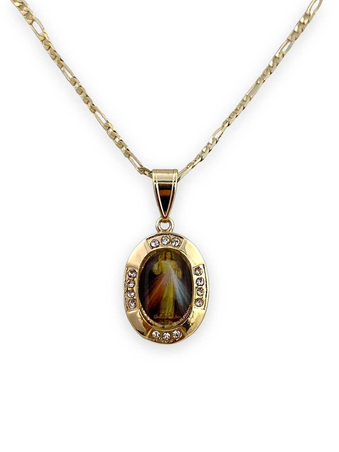 Divine Mercy Jesus Gold Plated Pendant Charm Necklace Chain Divina ...