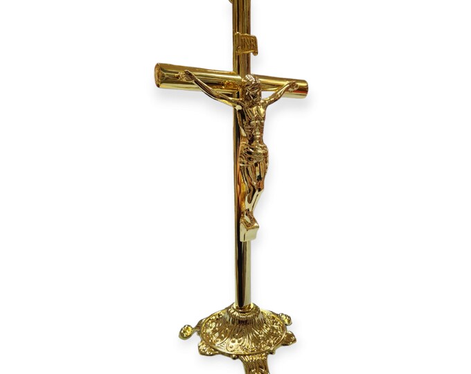 Vintage Gilded Cross Old Gilded Cross Brass Plated Crucifix Vintage ...