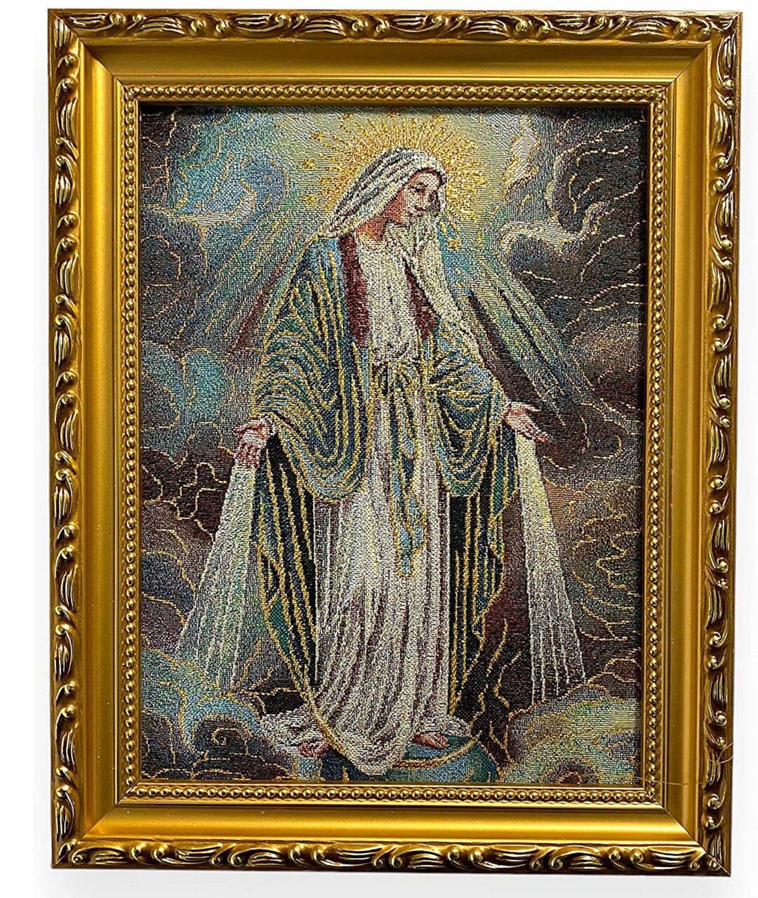 Our Lady of Grace Virgin Mary Tapestry Cushioned Picture Frame Wall Art ...