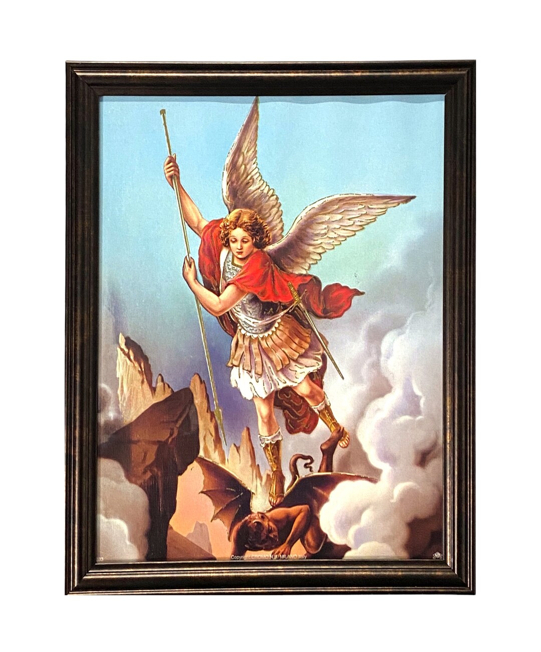 St. Michael Archangel Bronze Toned Picture Frame Wall Art Home Decor ...