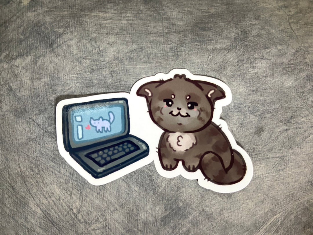 I Love My Puter Cat Kitty Meme Small Sticker Computer Cat - Etsy