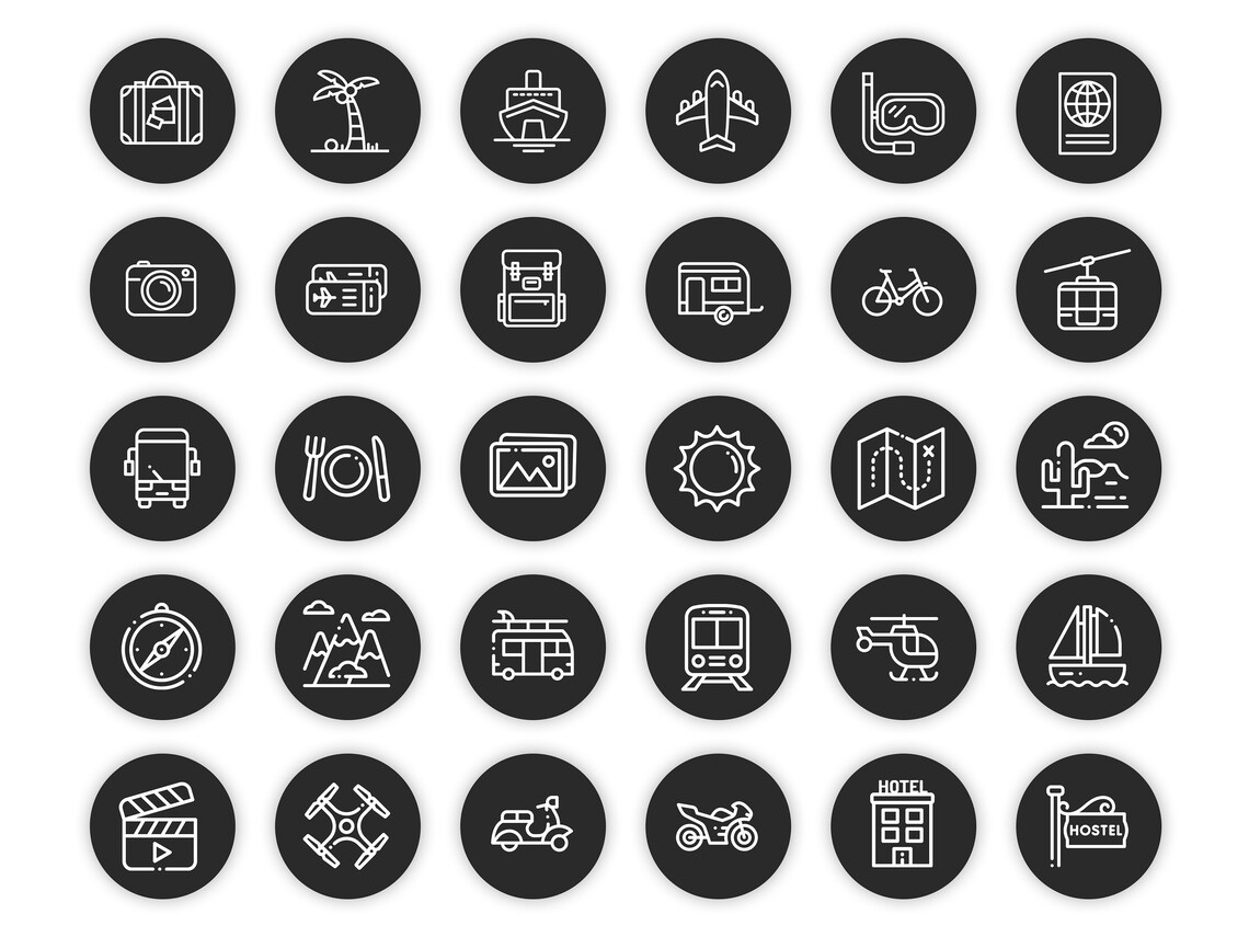 Travel Instagram Highlight Covers Black Vacation Blogger - Etsy