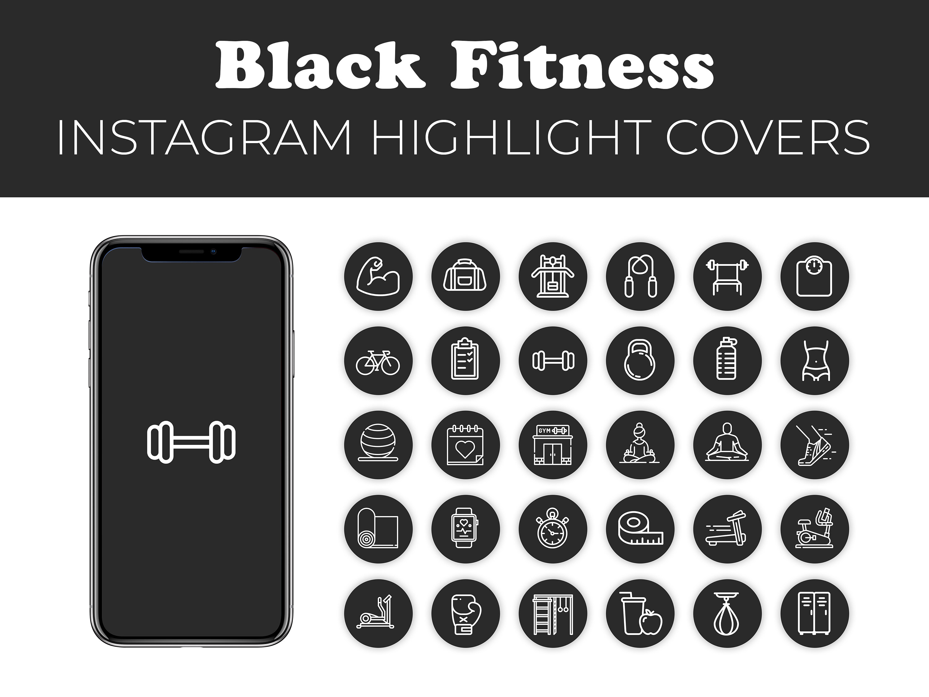 Fitness Instagram Highlight Covers Black Workout Exercise - Etsy