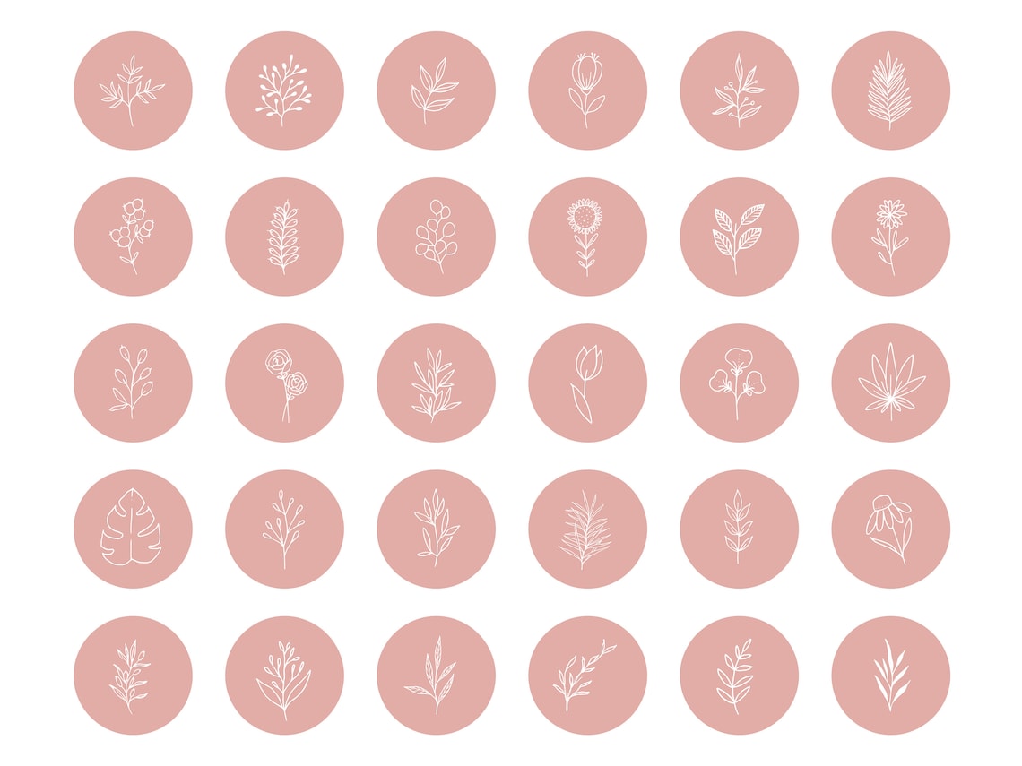 Botanical Instagram Highlight Covers Blush, Pink, Floral, Flowers ...