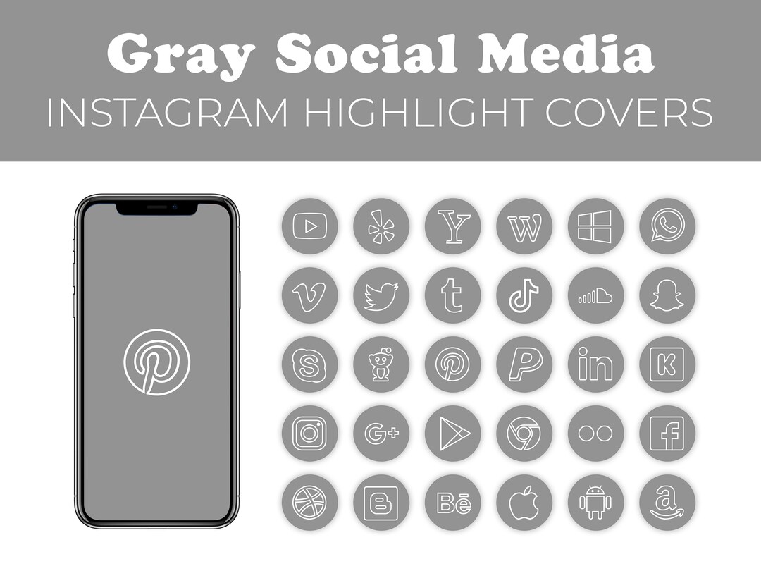 Social Media Instagram Highlight Covers Gray Grey Social - Etsy