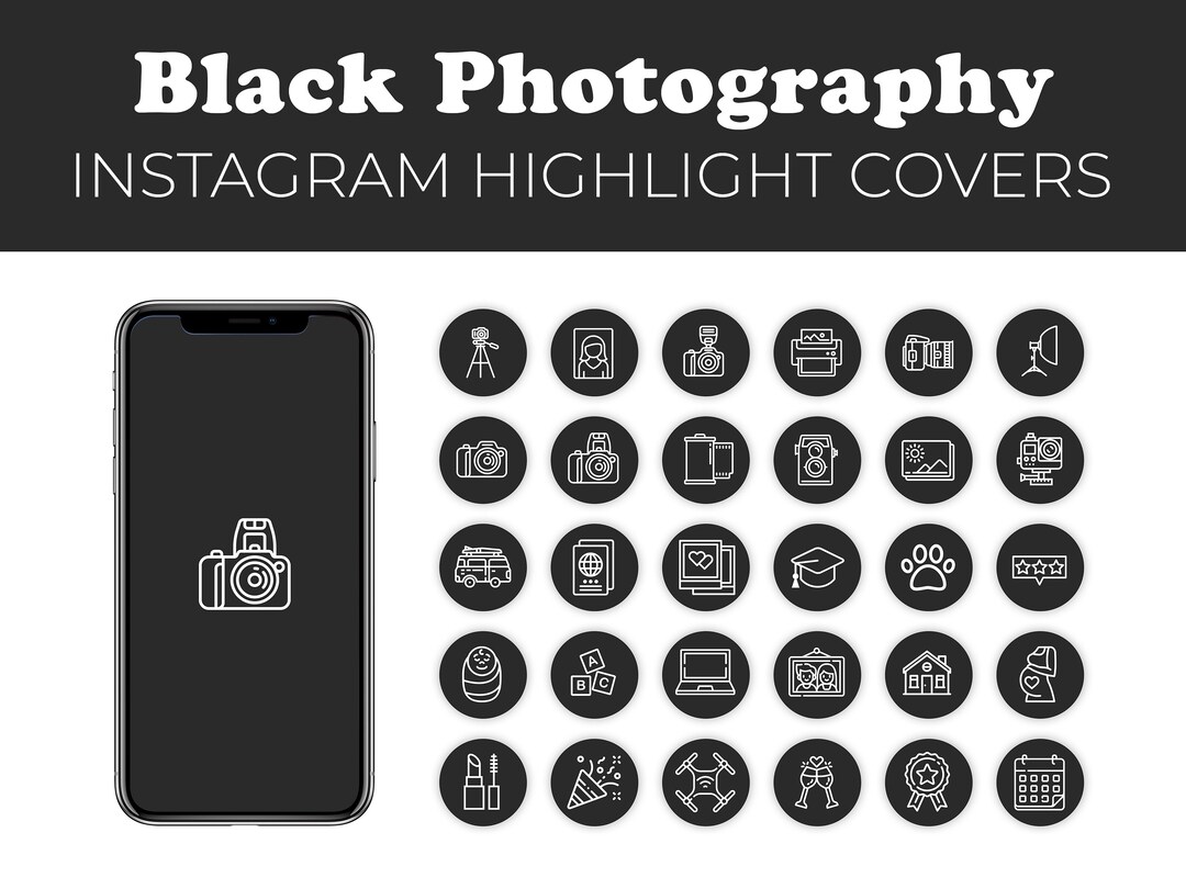 Photography Instagram Highlight Covers - Black, Photographer, Camera ...
