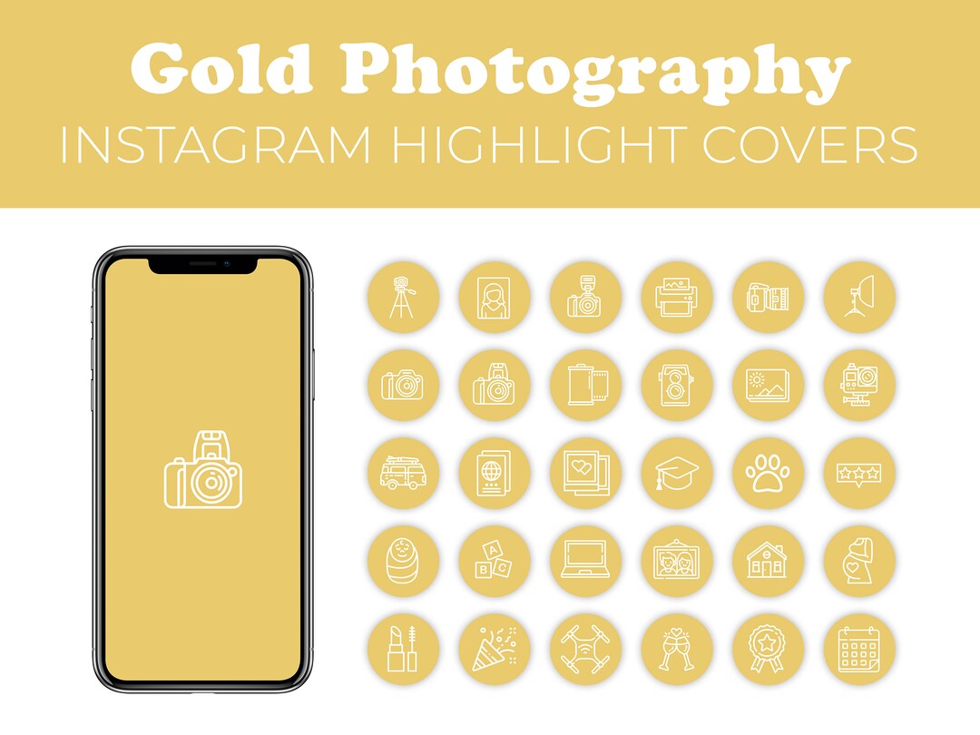 Photography Instagram Highlight Covers Gold, Yellow, Photographer ...