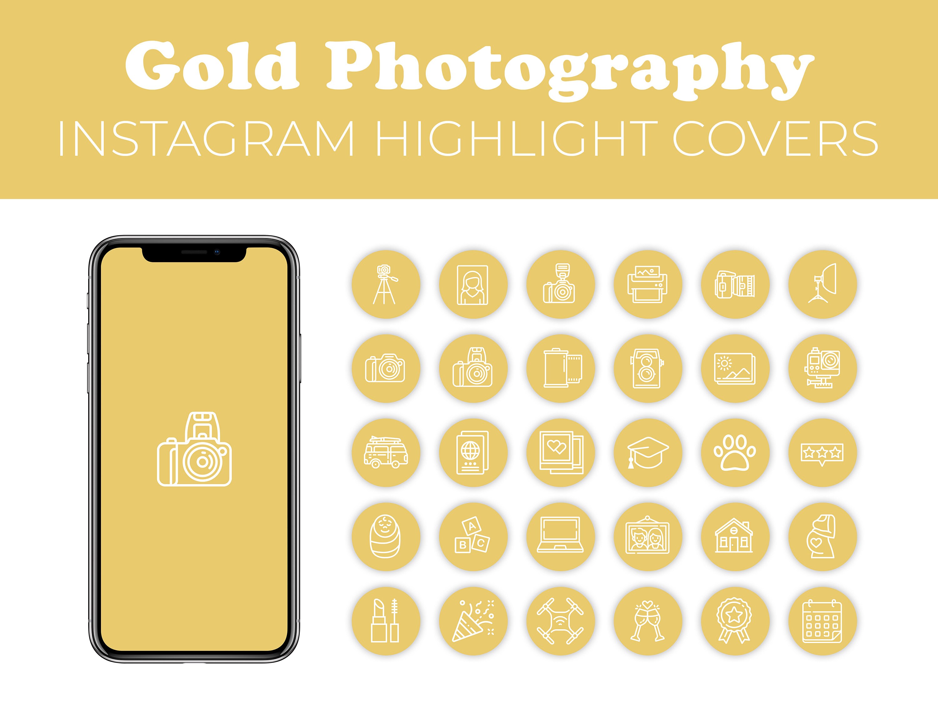 Photography Instagram Highlight Covers Gold, Yellow, Photographer ...