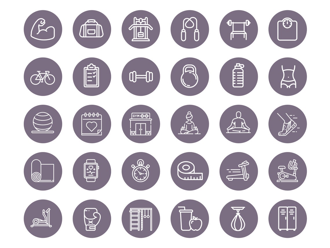 Fitness Instagram Highlight Covers Purple, Workout, Exercise, Gym ...
