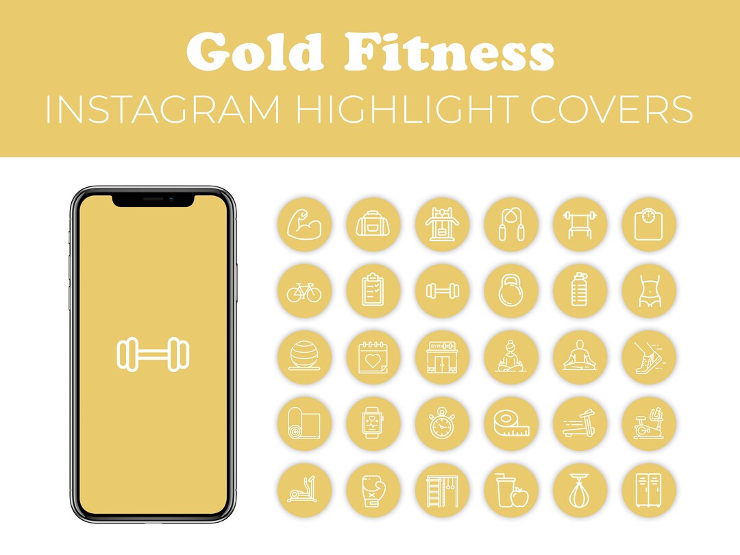 Fitness Instagram Highlight Covers - Gold, Yellow, Workout, Exercise ...