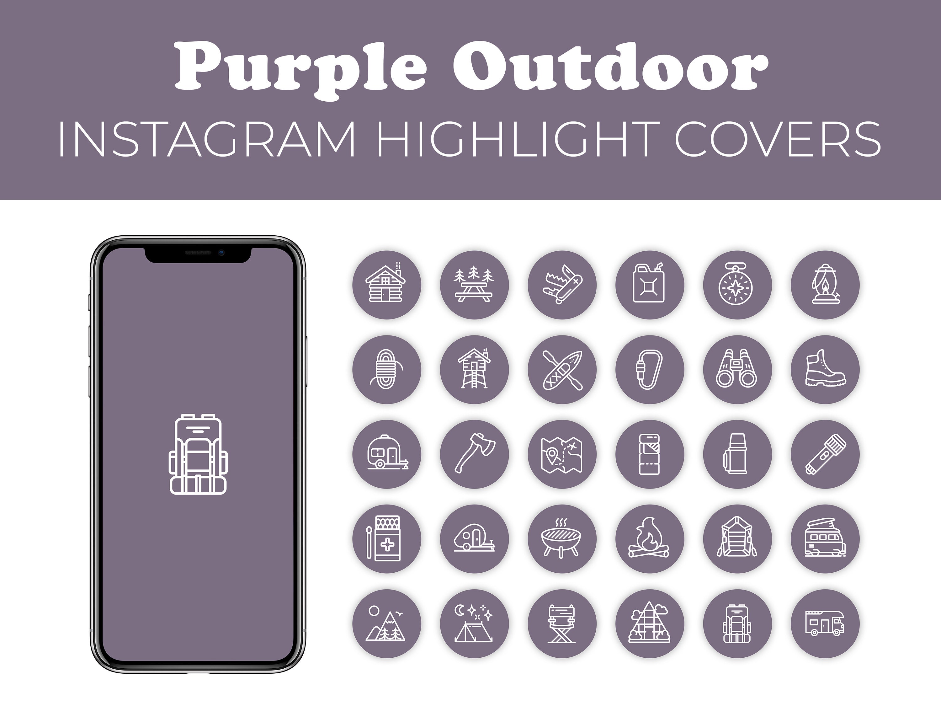 Outdoor Instagram Highlight Covers Purple, Camp, Recreation, Hike ...