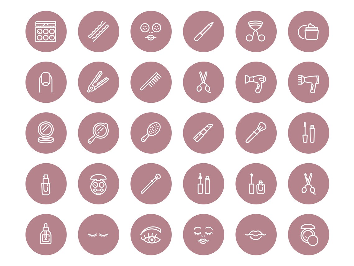 Beauty Instagram Highlight Covers Mauve, Maroon, Makeup, Hair, Nails ...