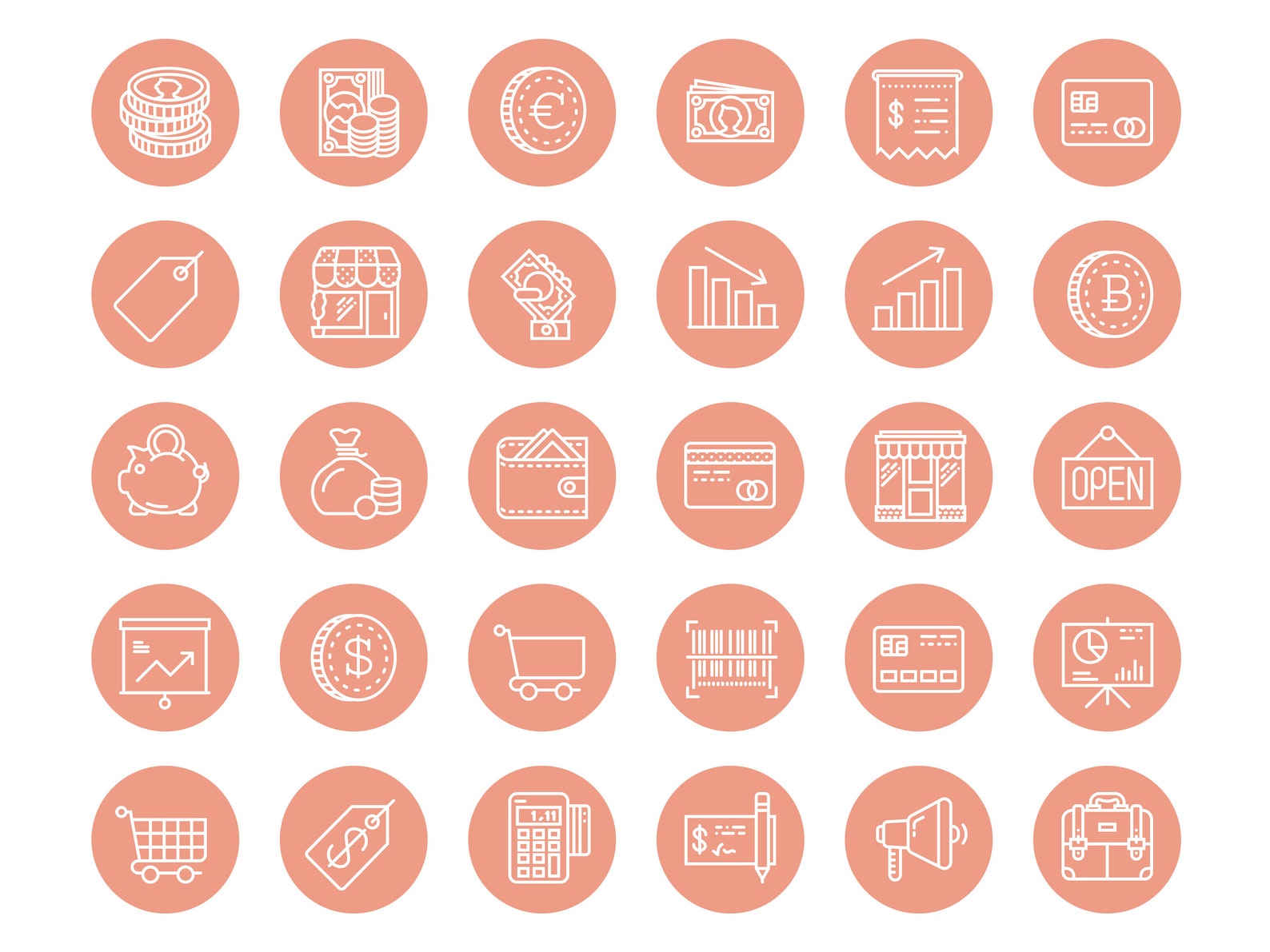 Business Instagram Highlight Covers Coral, Orange, Finance, E-commerce ...