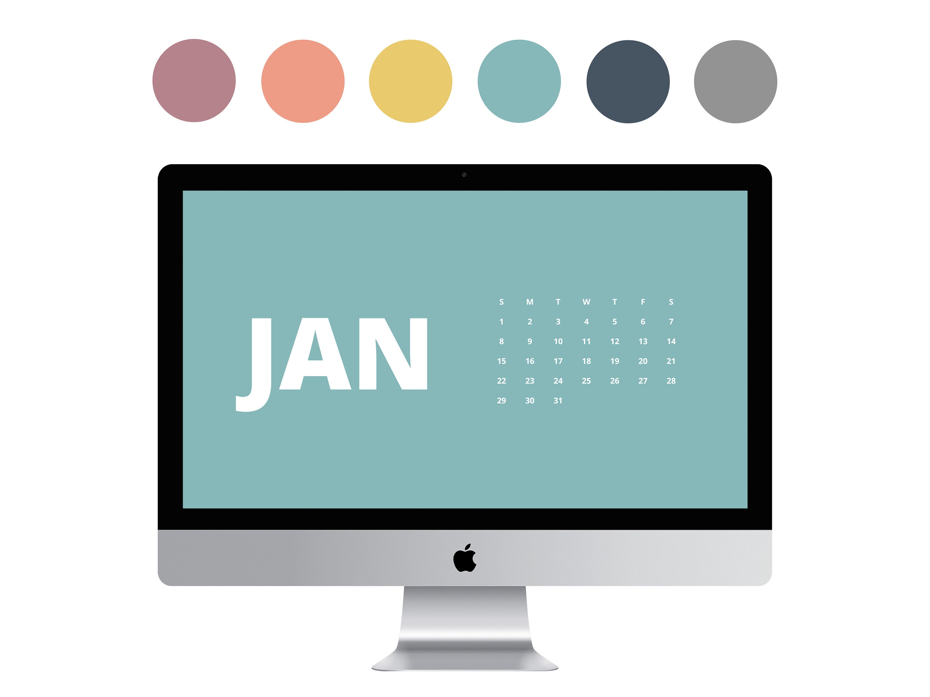 2023 Desktop Wallpaper Monthly Calendars Palette 2, Bundle, Minimal ...