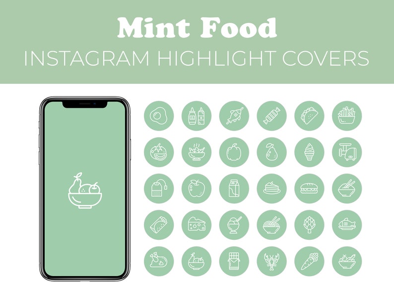 Food Instagram Highlight Covers Mint Green Cooking Chef | Etsy