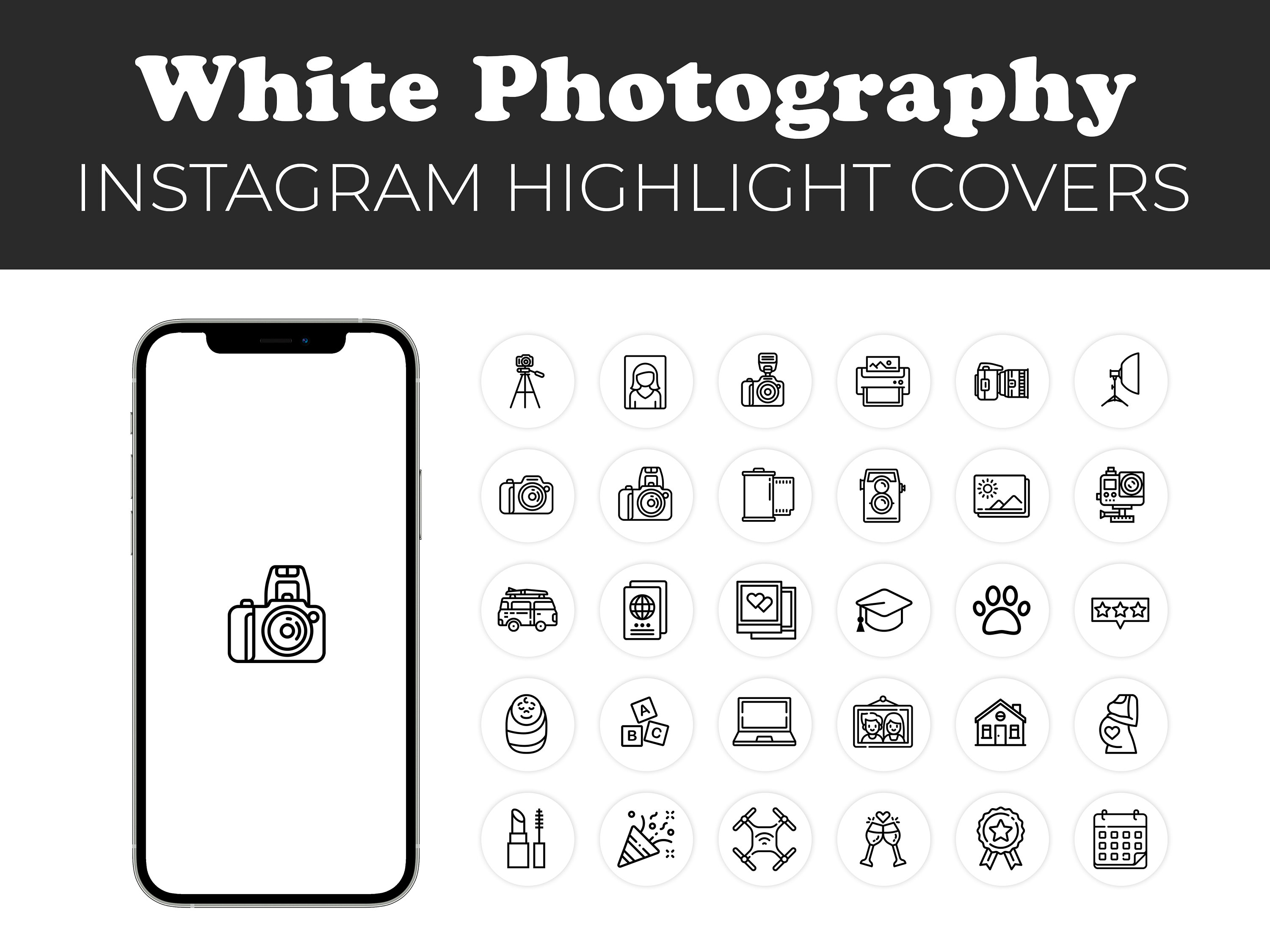Photography Instagram Highlight Covers White, Photographer, Camera ...