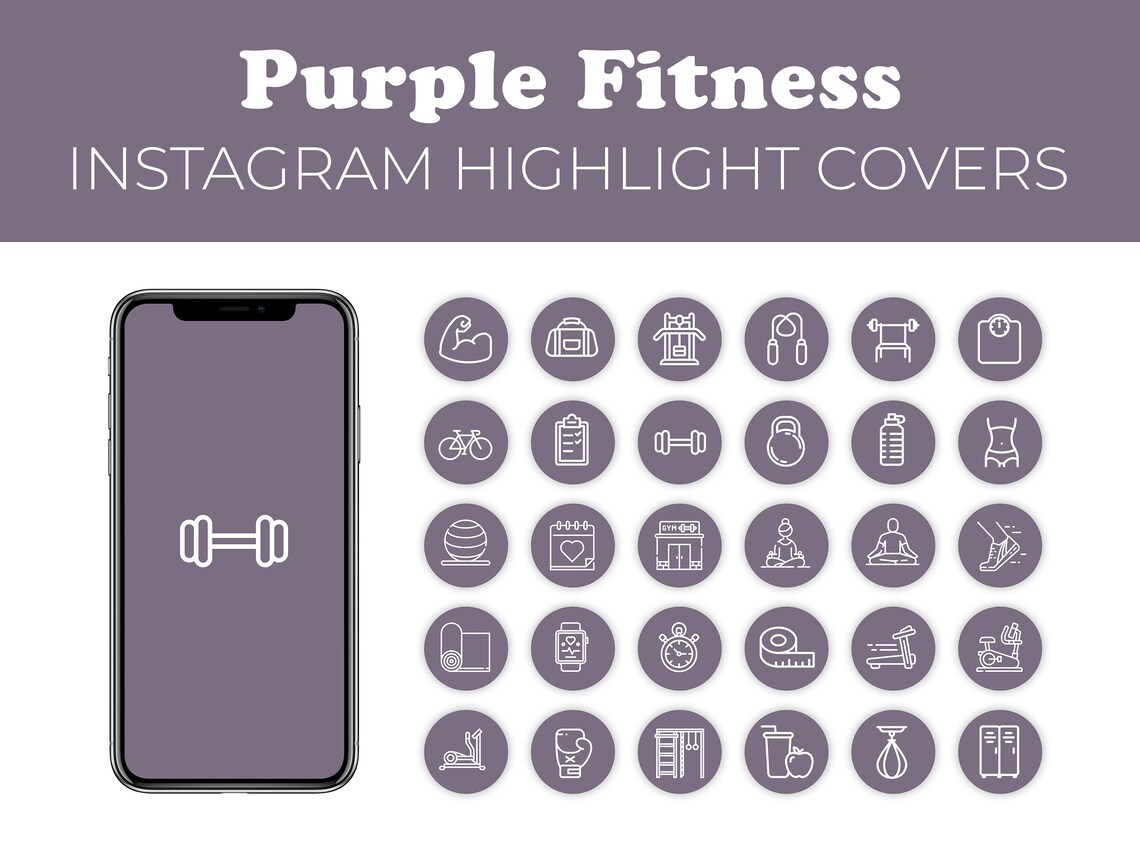 Fitness Instagram Highlight Covers Purple, Workout, Exercise, Gym ...