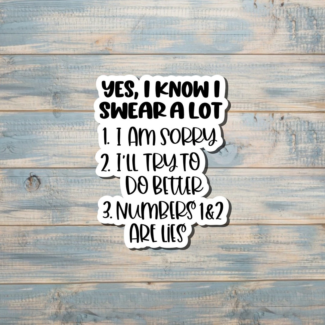 Swear Funny Sticker vinyl Joke Sticker sarcastic Water Bottle ...