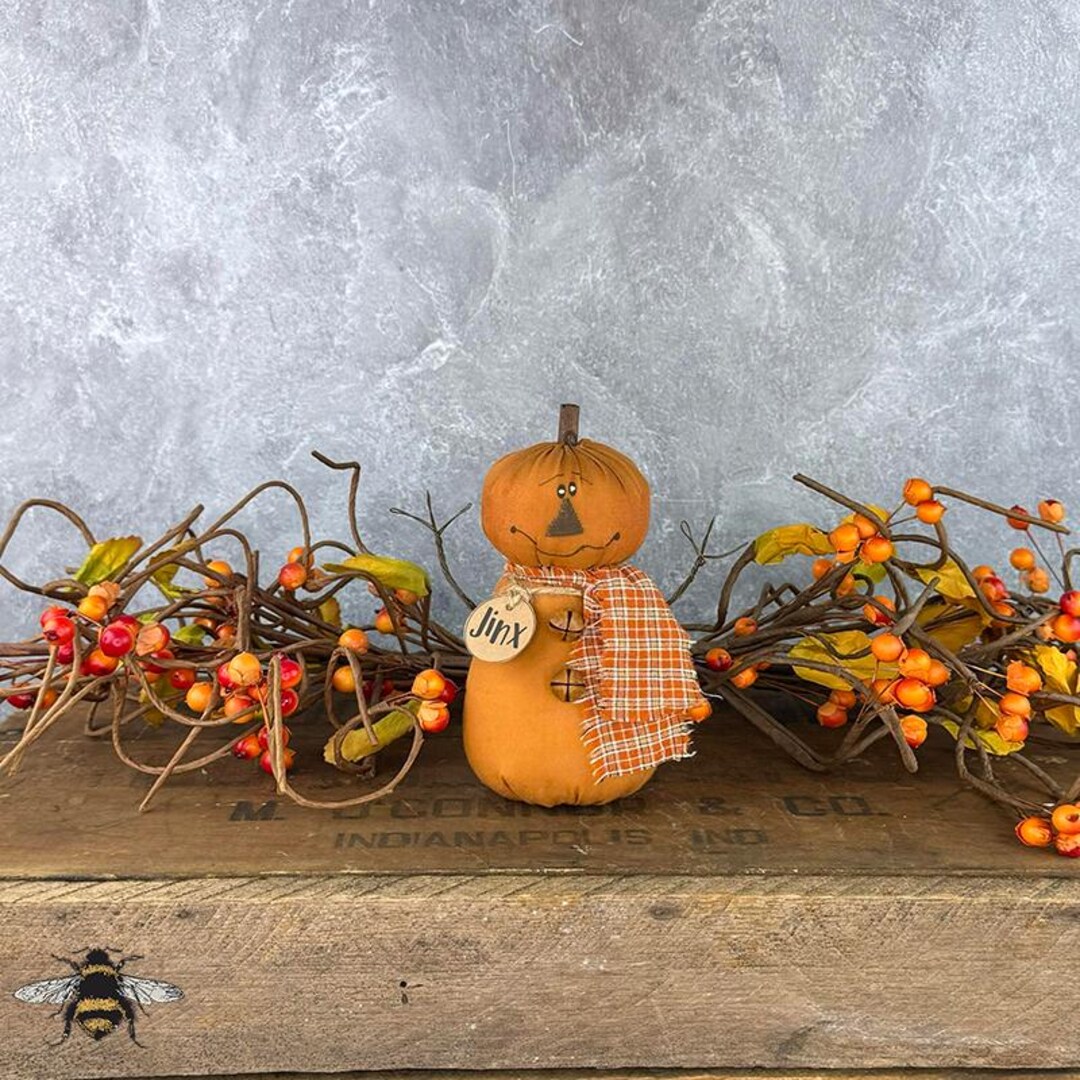 Jinx the Baby Jack O Lantern - Primitive Textile Art Soft Sculpture ...