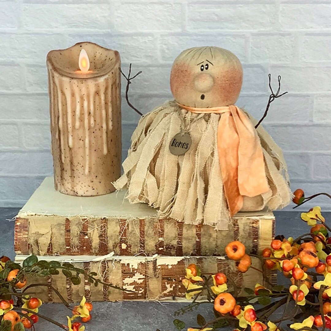 Bones the Groovy Ghost– Handmade Primitive: Whimsical Soft Sculpture ...