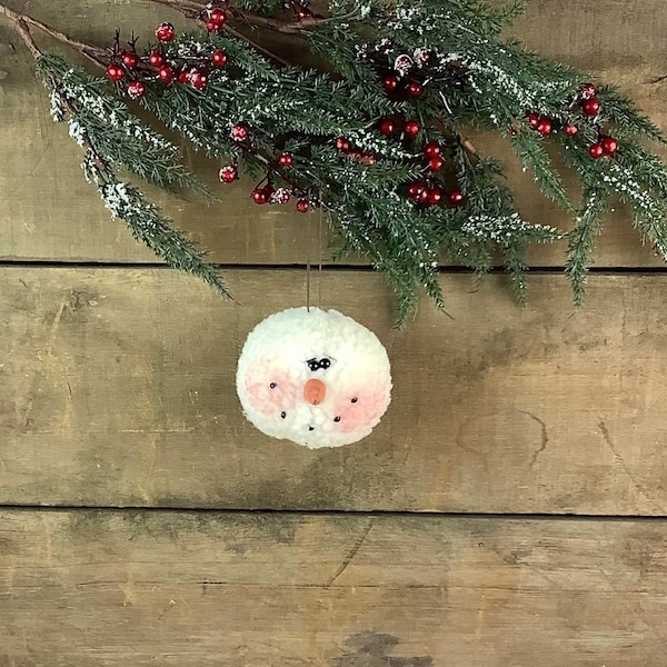 Plush Snowman Head Ornaments - Etsy