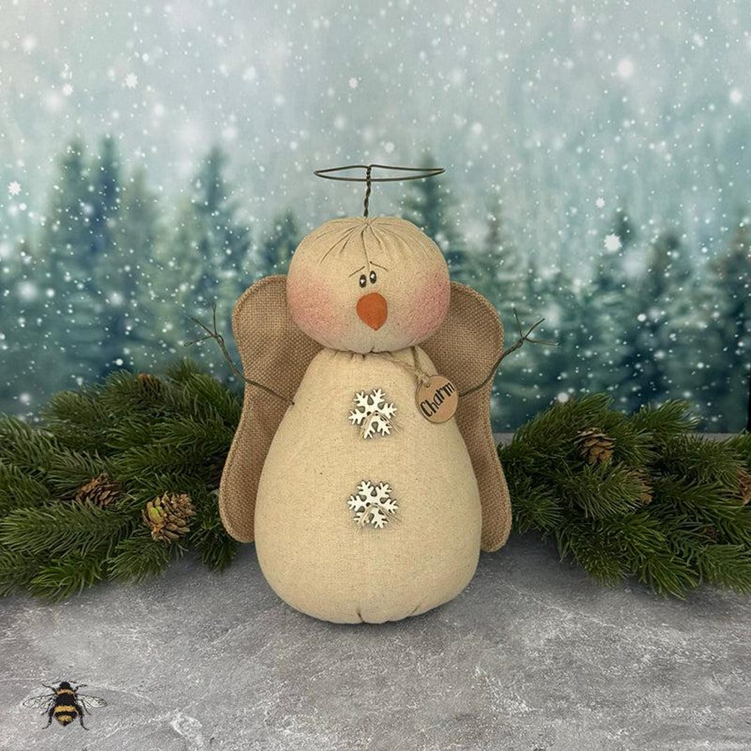 Charm the Snowy Snowman Angel Soft Sculpture, Handcrafted Wings ...