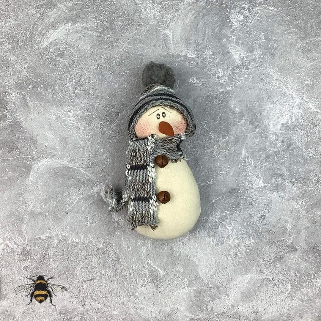 Hunter Small Snowman Ornament: Whimsy Winter Decor - Fabric and Metal ...