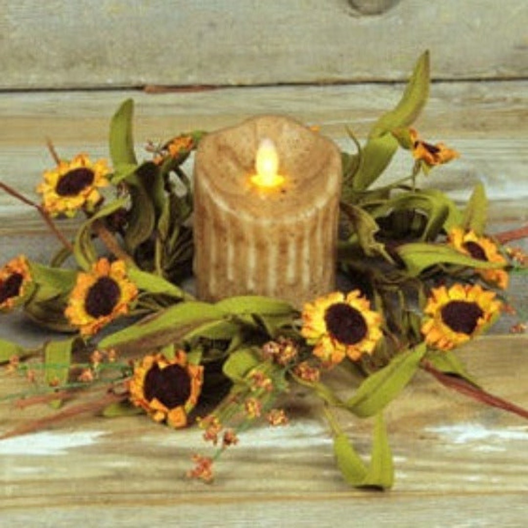 Honey and Me, Sunflower Candle Ring, Fall Floral, Candle Rings Fall ...