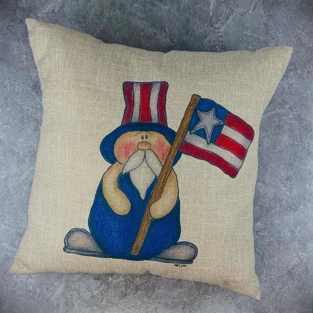 Uncle Sam With Flag Doodle Pillow - Etsy