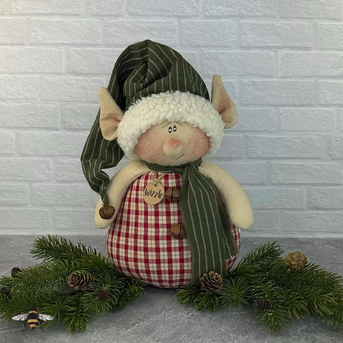 Wizzle the Elf Soft Sculpture Doll: Handcrafted Rustic Christmas Decor ...