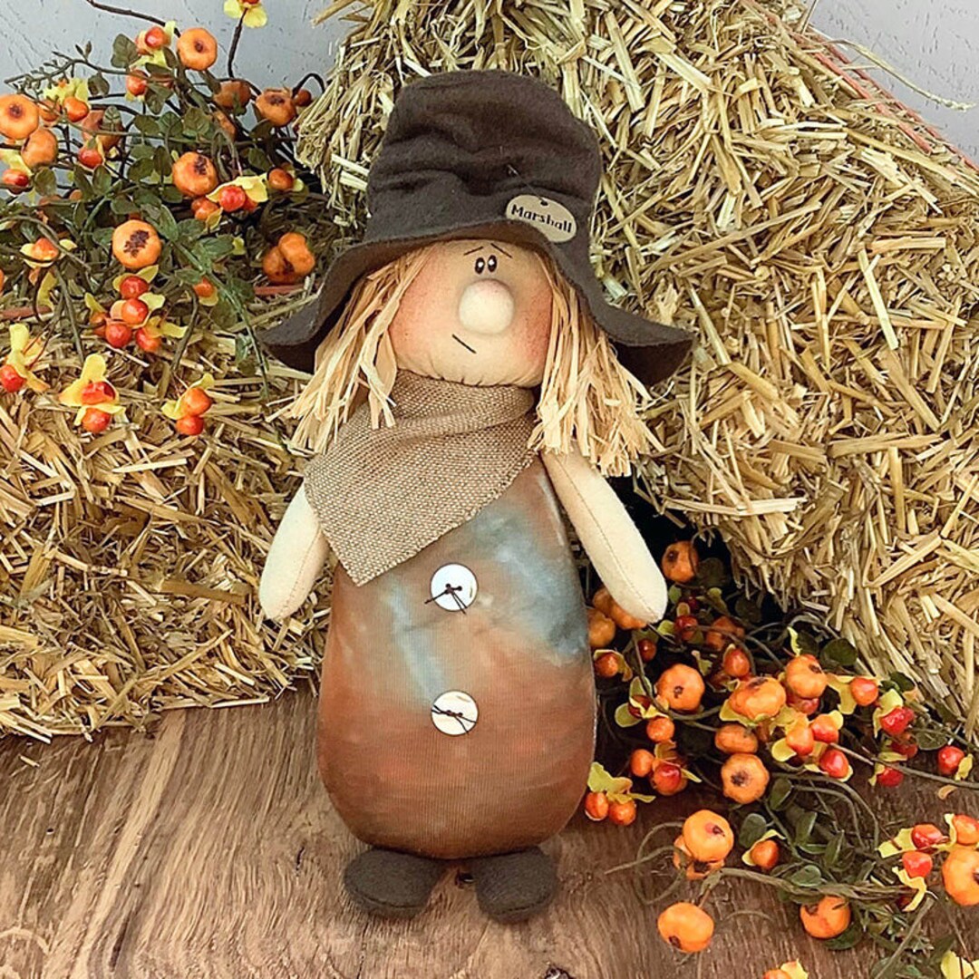Scarecrow Doll Autumn Decoration: Groovy Dark Tie Dye Body, Tan Bandana ...