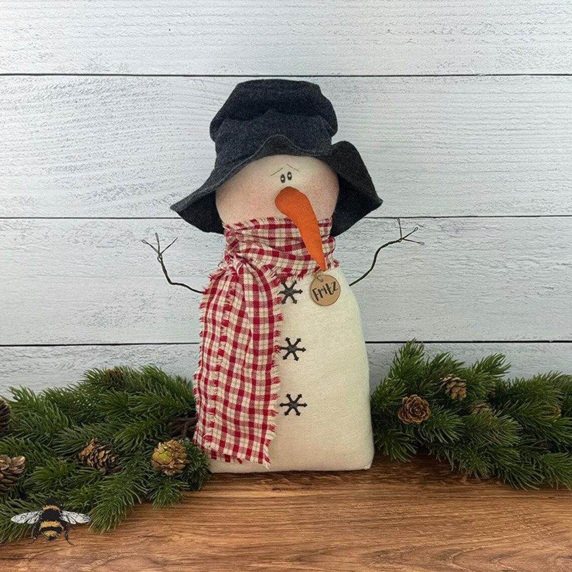 Curly Nose Snowman Rustic Winter Decor: Fritz the Curly Soft Sculpture ...