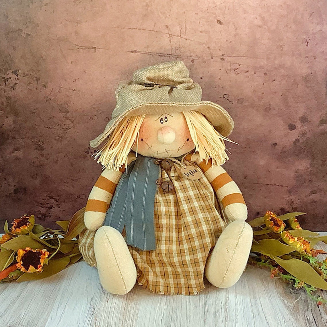 Scarecrow Doll Cozy Autumn Charm: Sophie the Goofy Scarecrow, Plaid ...