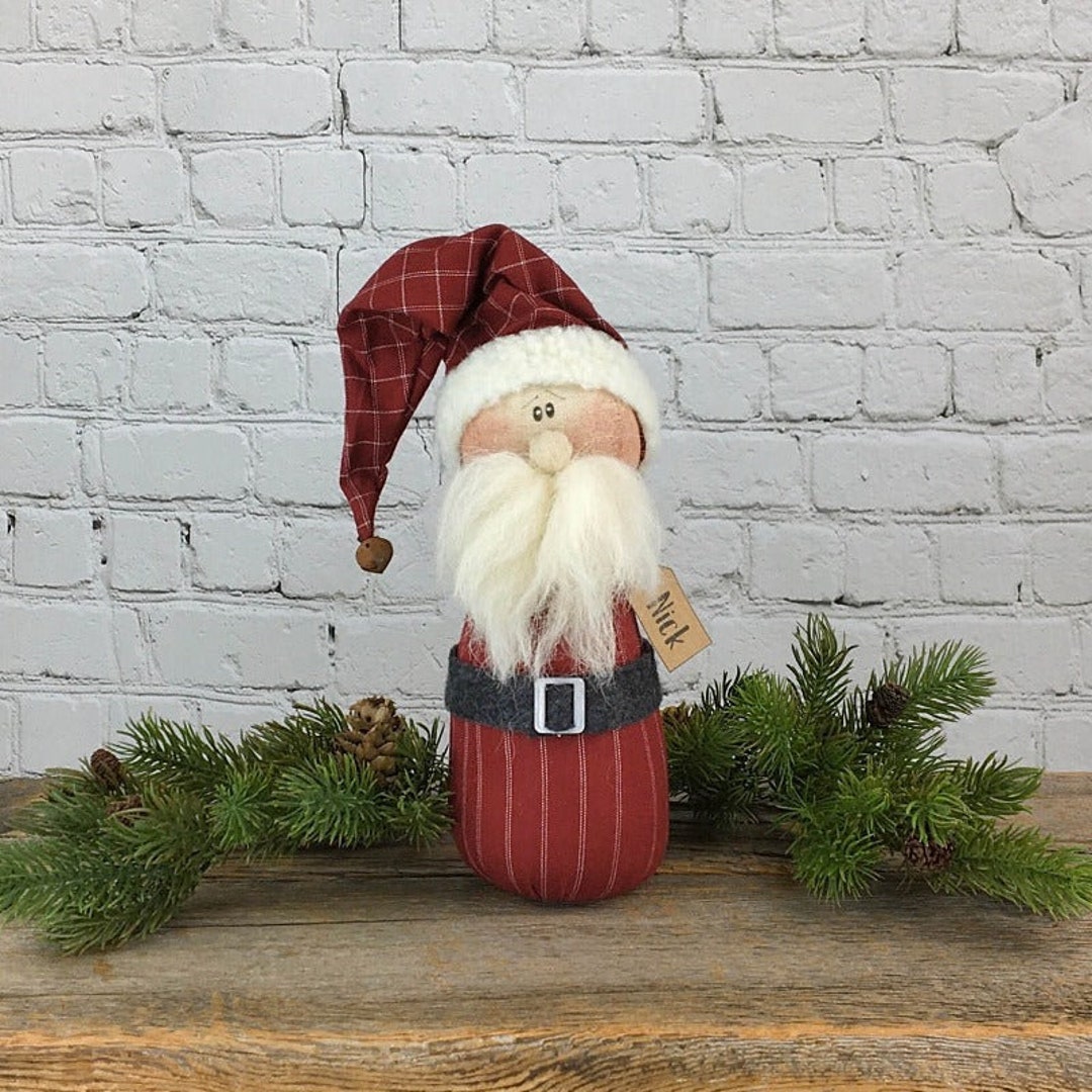 Honey and Me, Santa Doll, Whimsical Santa, Soft Sculpture Doll, Winter ...