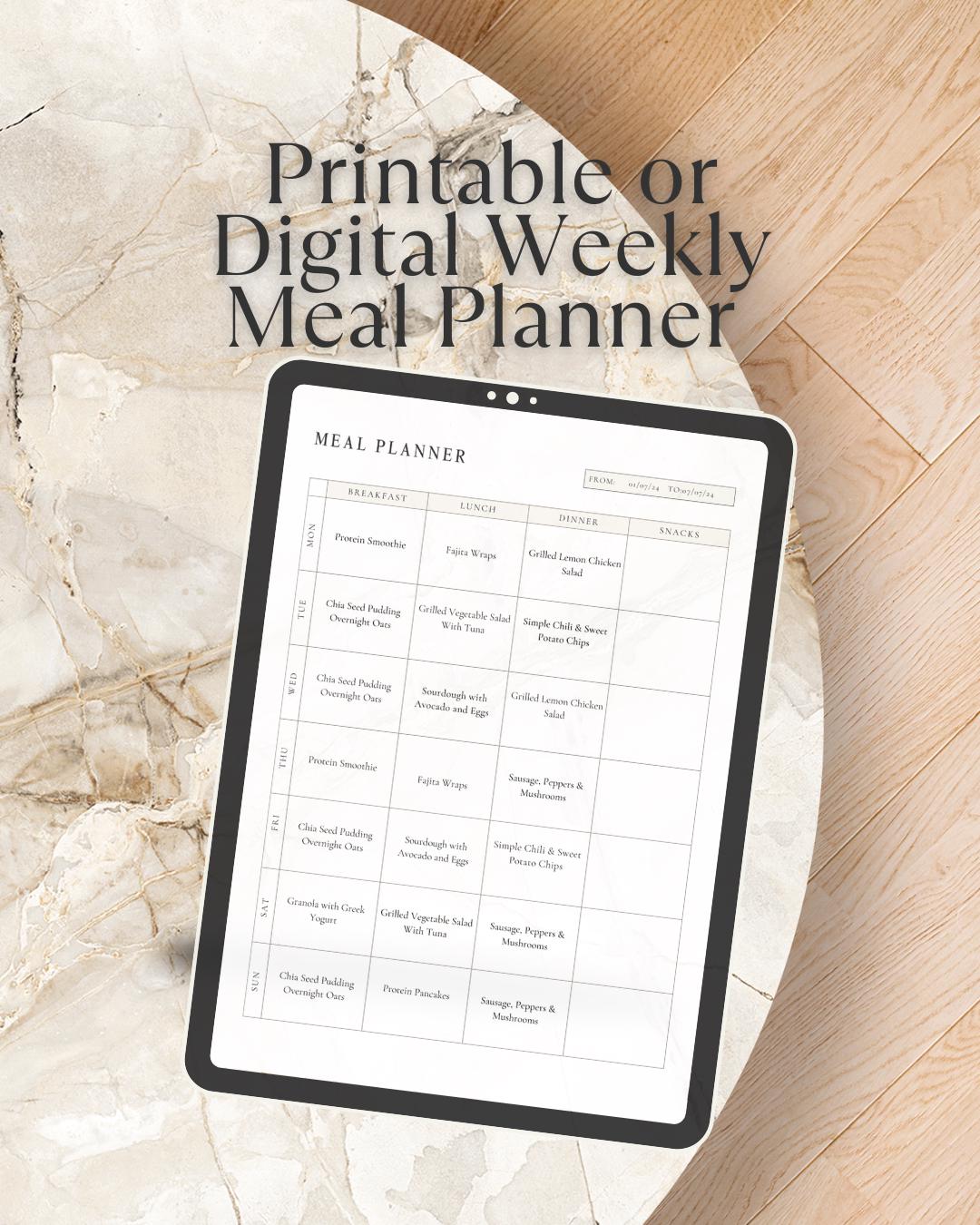 Printable or Digital Meal Planner Digital Journal, Notability ...