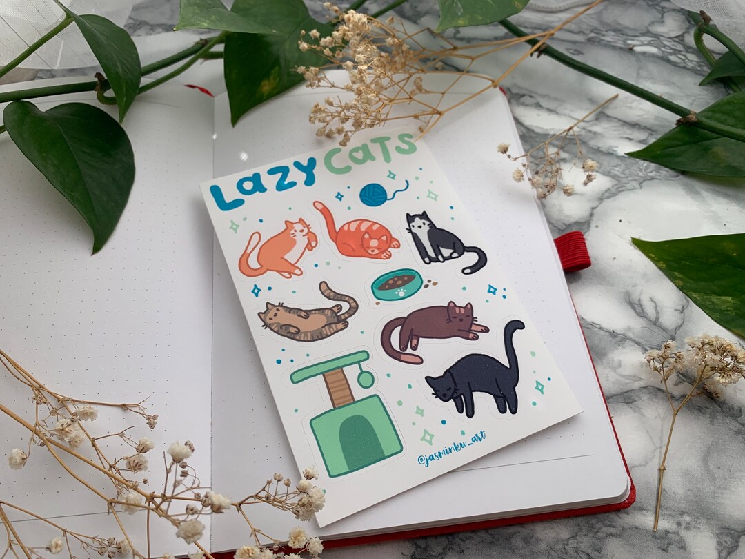 Matte Vinyl Cat Sticker Sheets | Kiss Cut Waterproof Sticker Set A6 ...