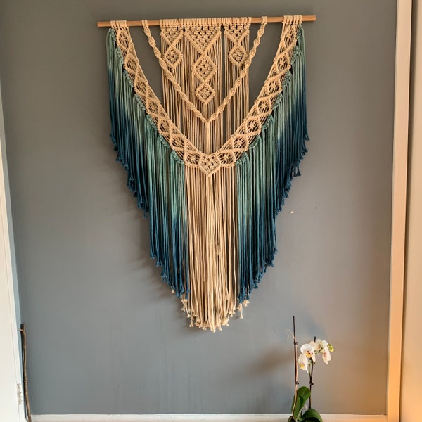 Blue Macrame Wall Hanging - Etsy