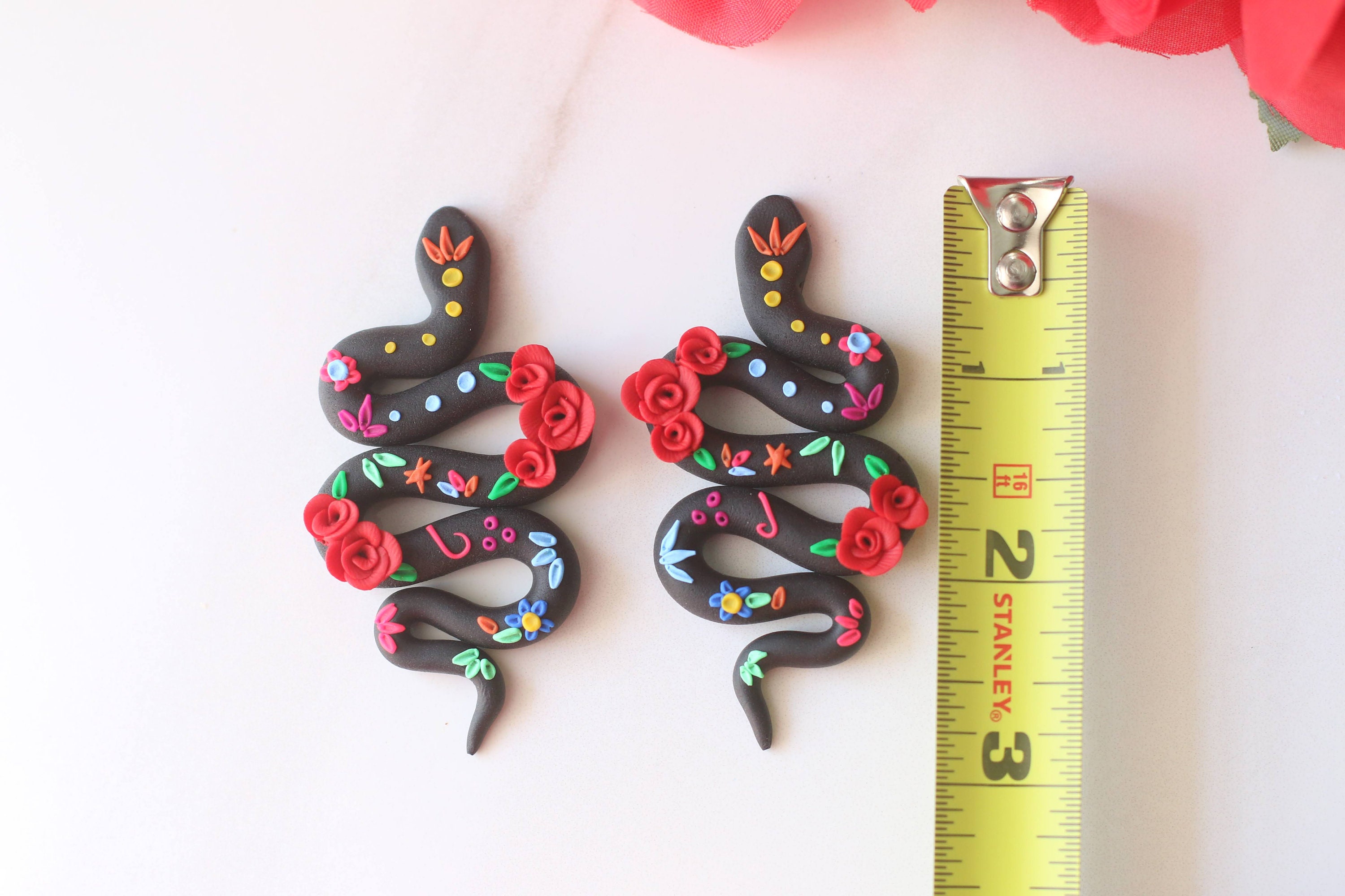 Polymer Clay Snake Earrings Statement Earrings Colorful | Etsy