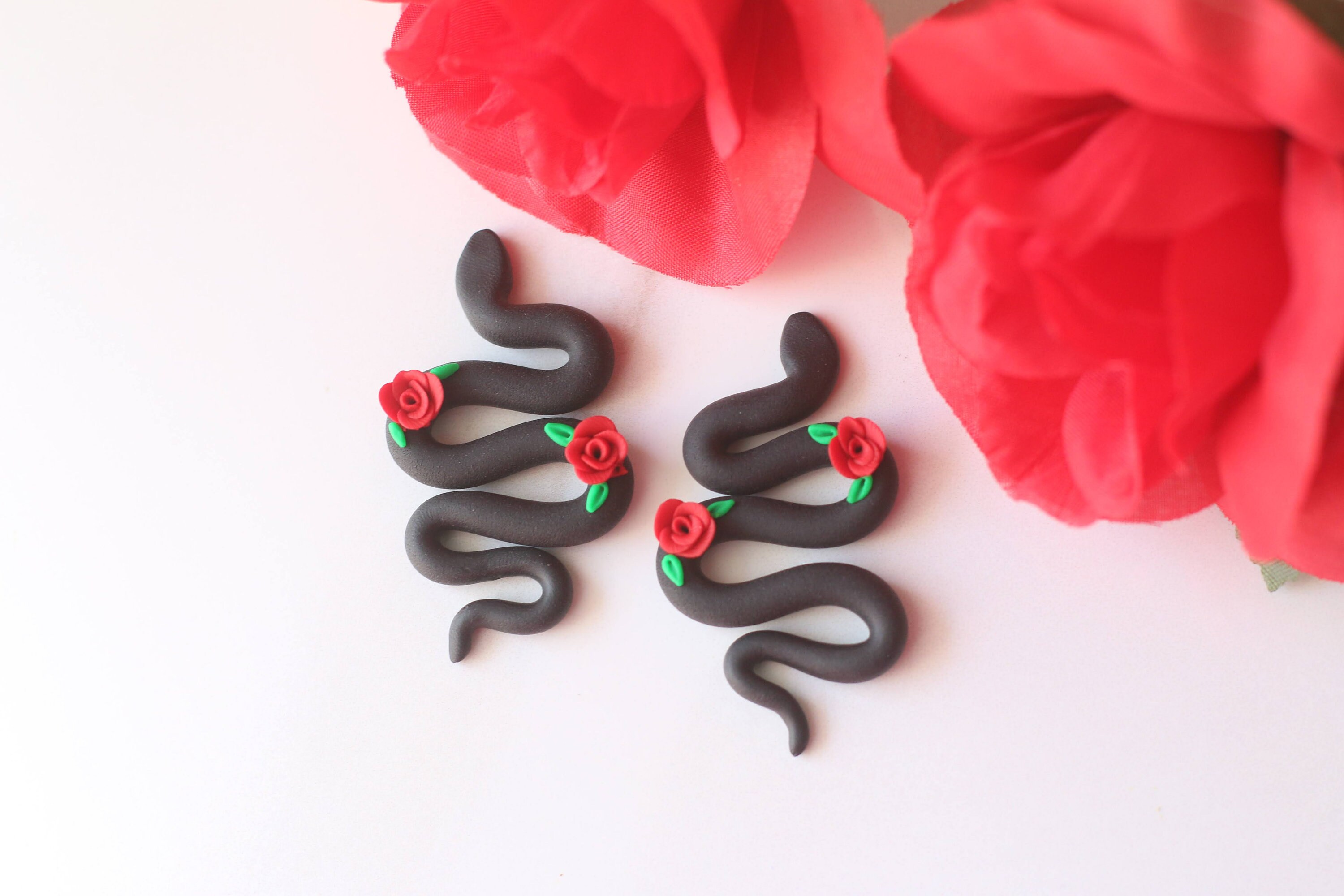 Polymer Clay Snake Earrings Statement Earrings Colorful | Etsy