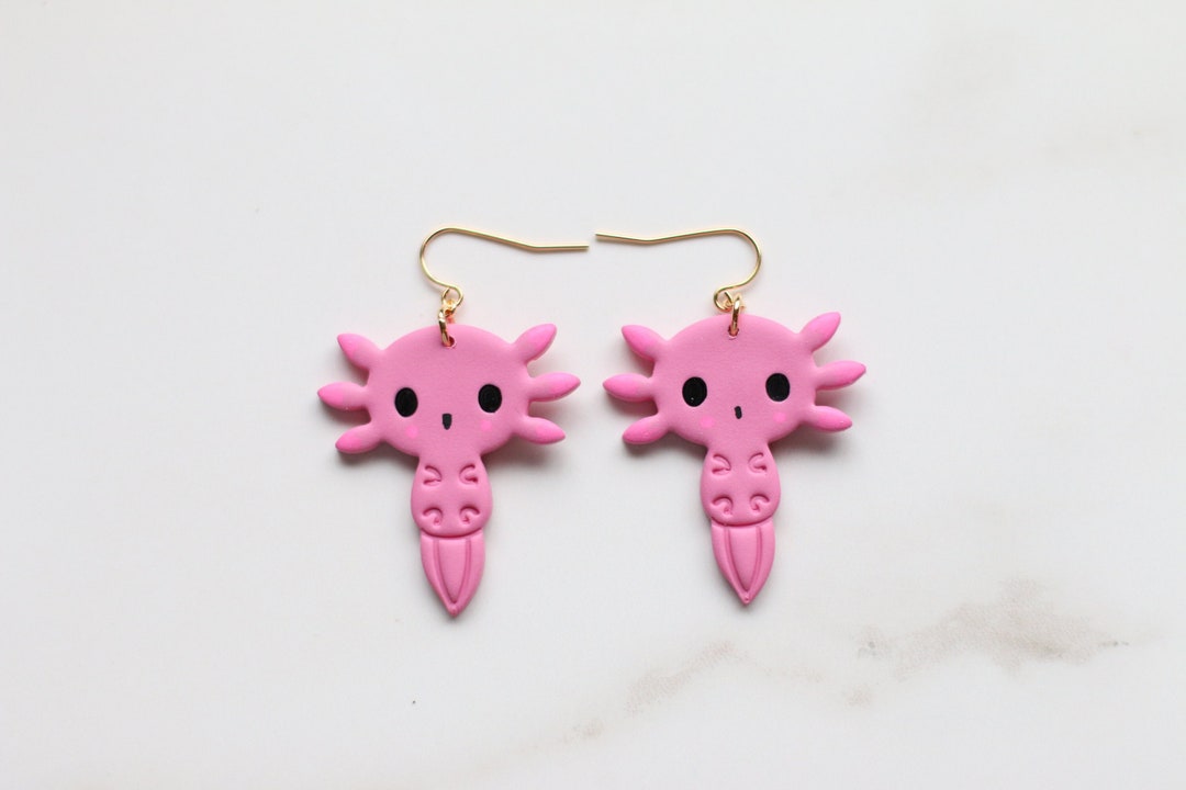 Whimsical Axolotl Delight Earrings Handcrafted Amphibian - Etsy