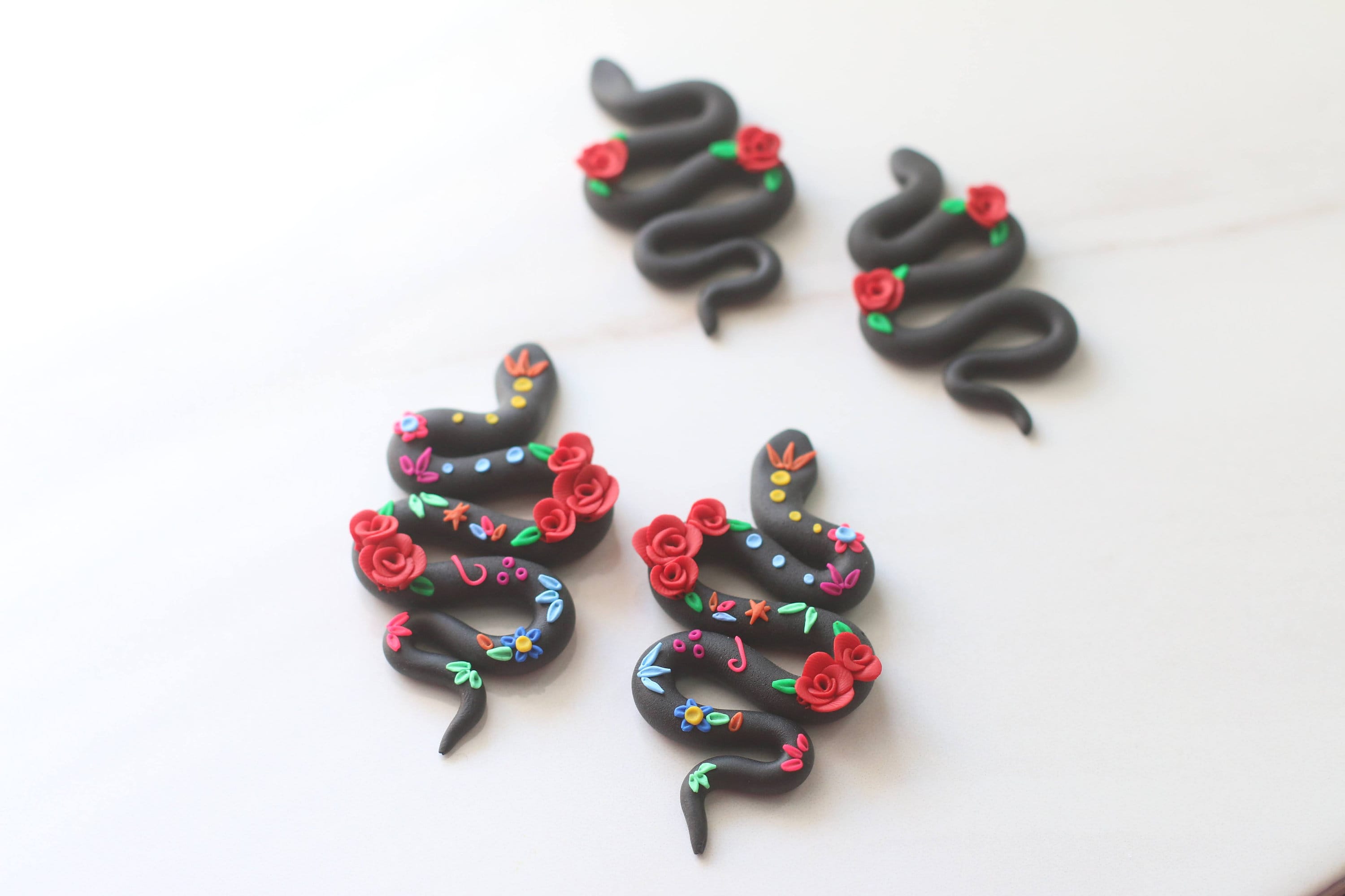 Polymer Clay Snake Earrings Statement Earrings Colorful | Etsy